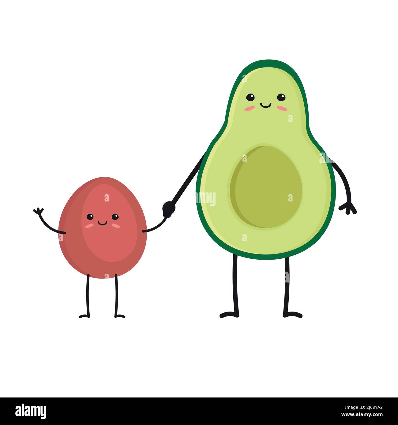 Vector flat avocado mom and baby isolated on white background Stock ...