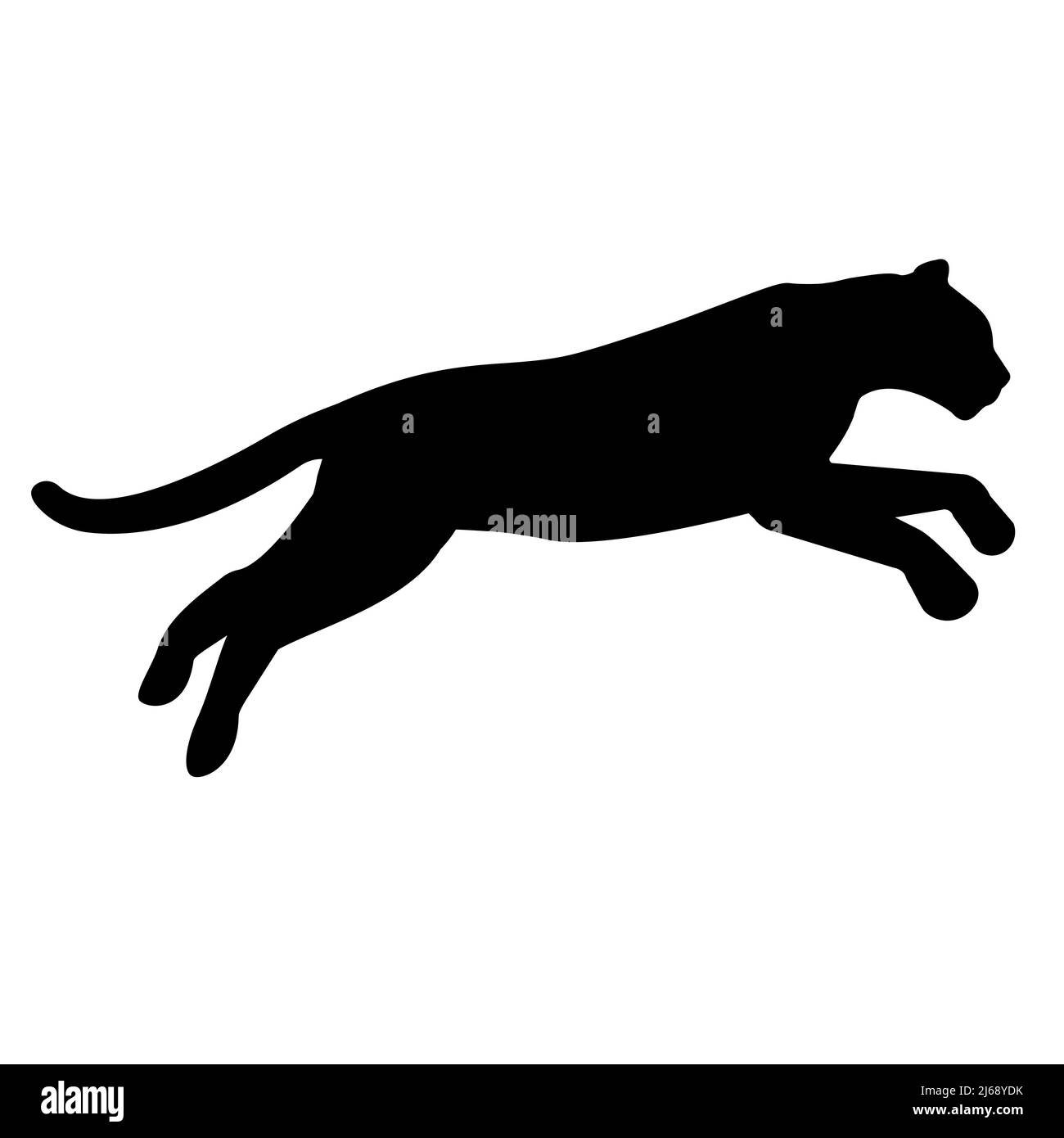 Vector flat leopard silhouette isolated on white background Stock ...
