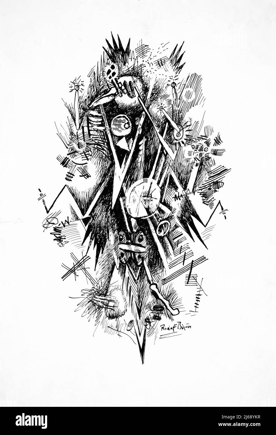 Old painting - Art by Rudolf Bauer - Untitled (Abstract Forms) (ca ...