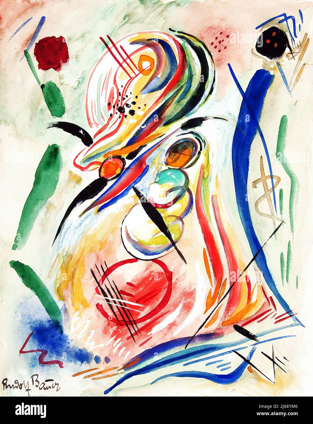 Old painting - Art by Rudolf Bauer - Untitled (Sea Forms) (ca. 1917–18 ...