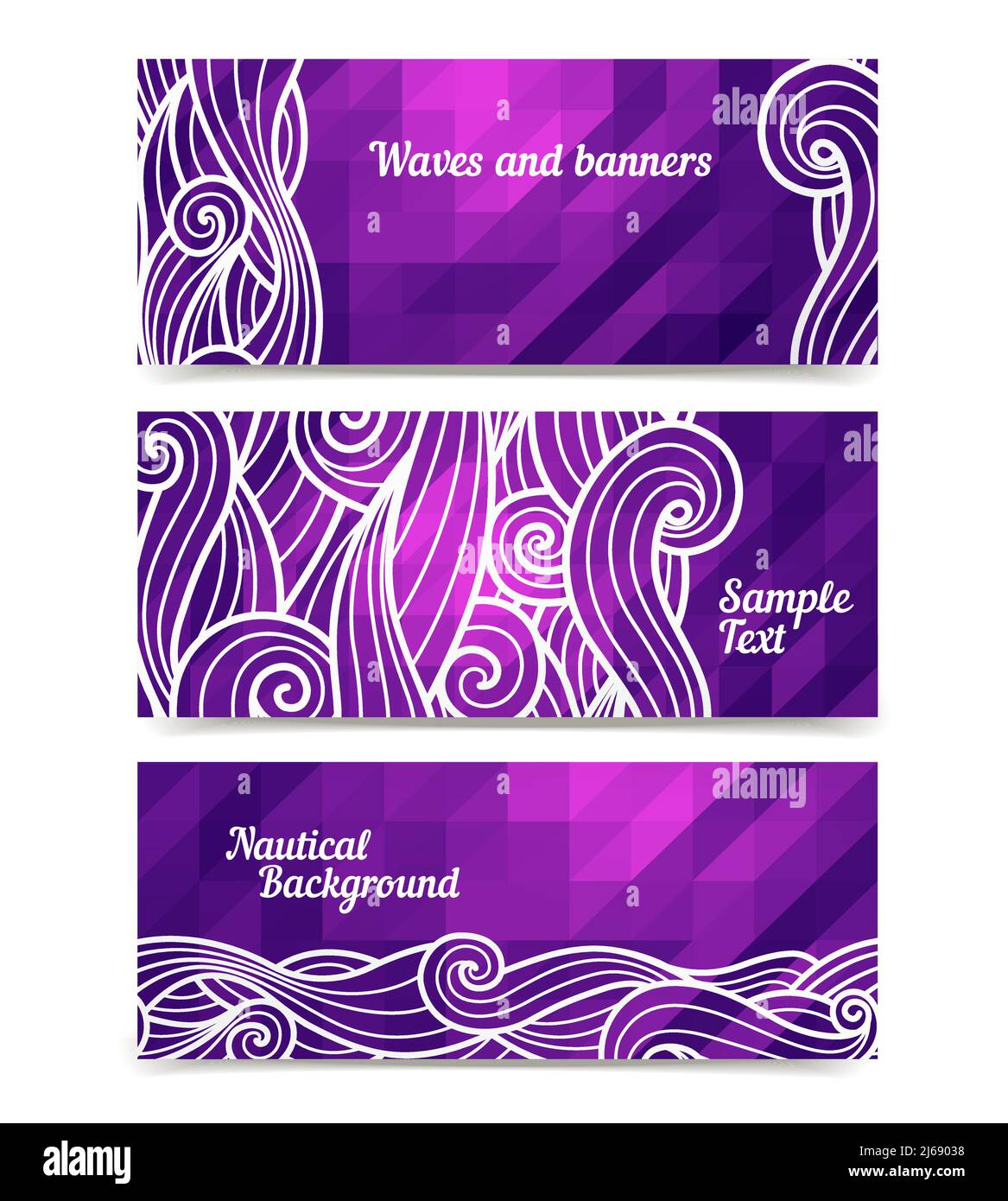 Vector triangles background with sea hand drawn sketch waves ...