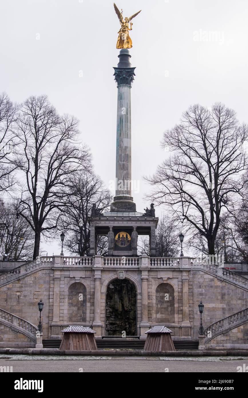 Germany, Munich- December 20,2021: The monument of Angel of Peace ...