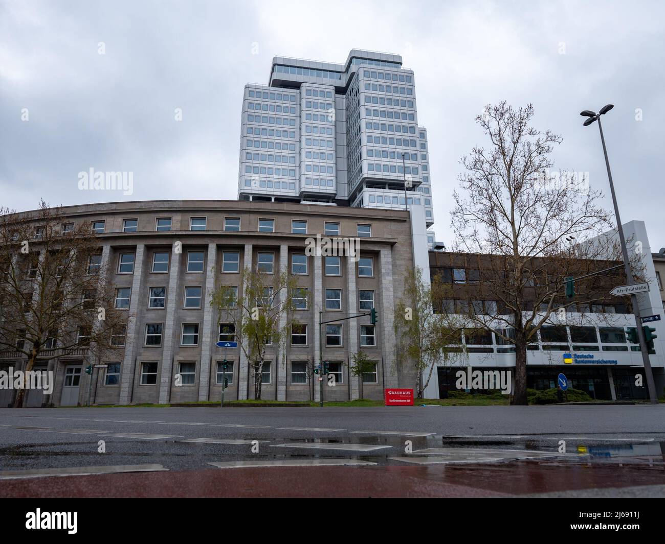 High rise building of the German pension insurance. Architecture with a ...