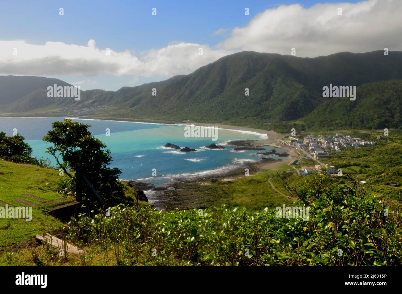 A tranquil beach in Dongquin Bay, Lanyu island (Orchid island), Taiwan ...