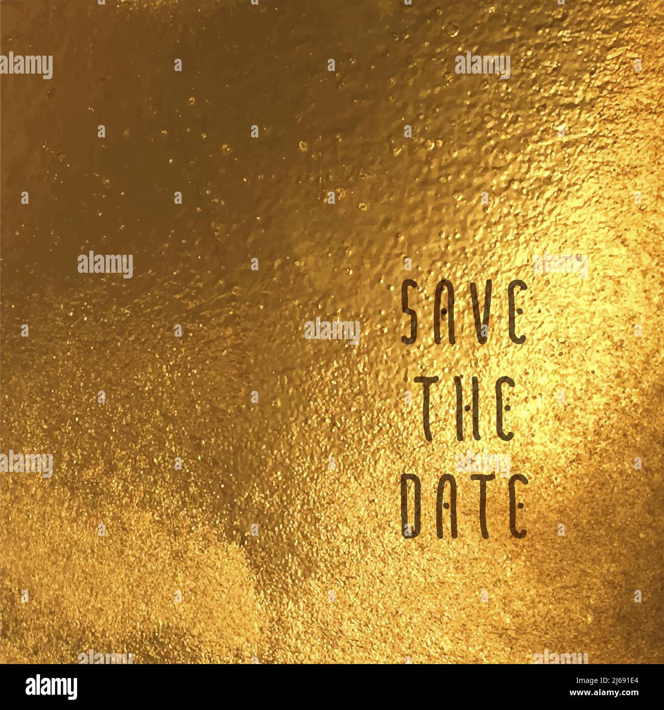 Save the date vector illustration for cards, hand drawn golden foil ...