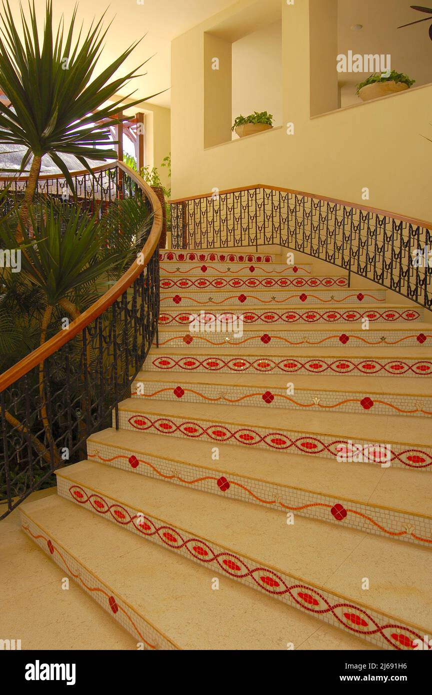 stairs in the hotel rise to the top interior Stock Photo - Alamy