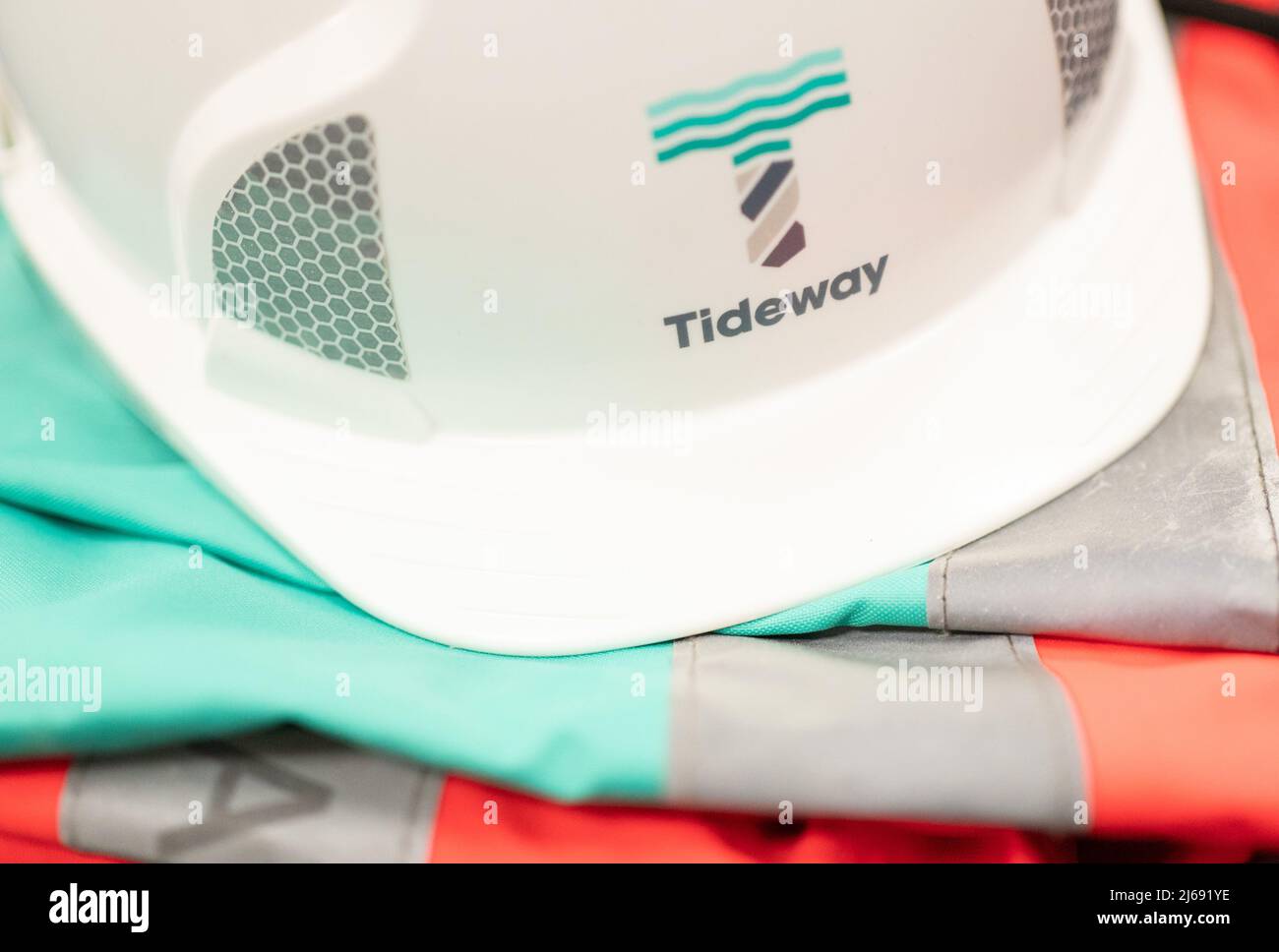 General view of the logo of Tideway, who are responsible for ...