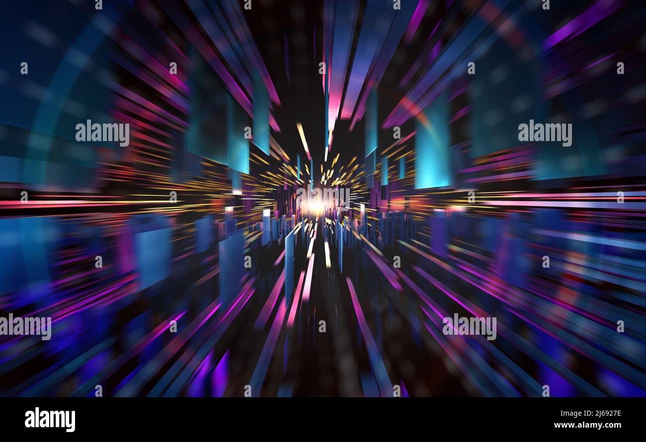 High speed internet technology. Portal 3D illustration. Space and time ...