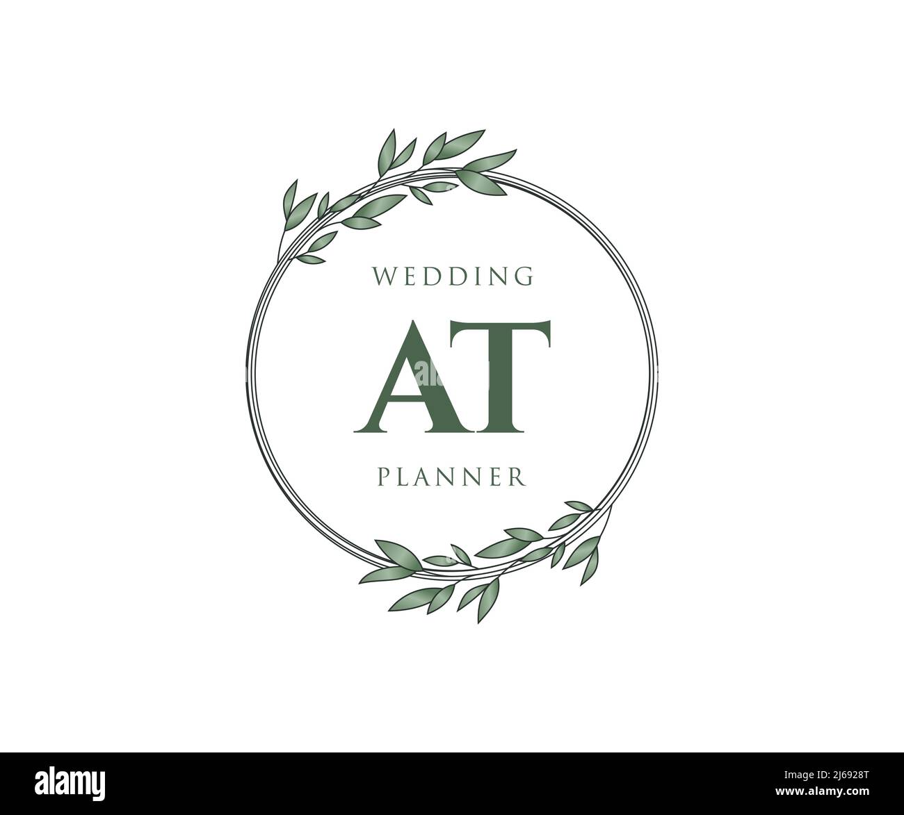 AT Initials letter Wedding monogram logos collection, hand drawn modern ...