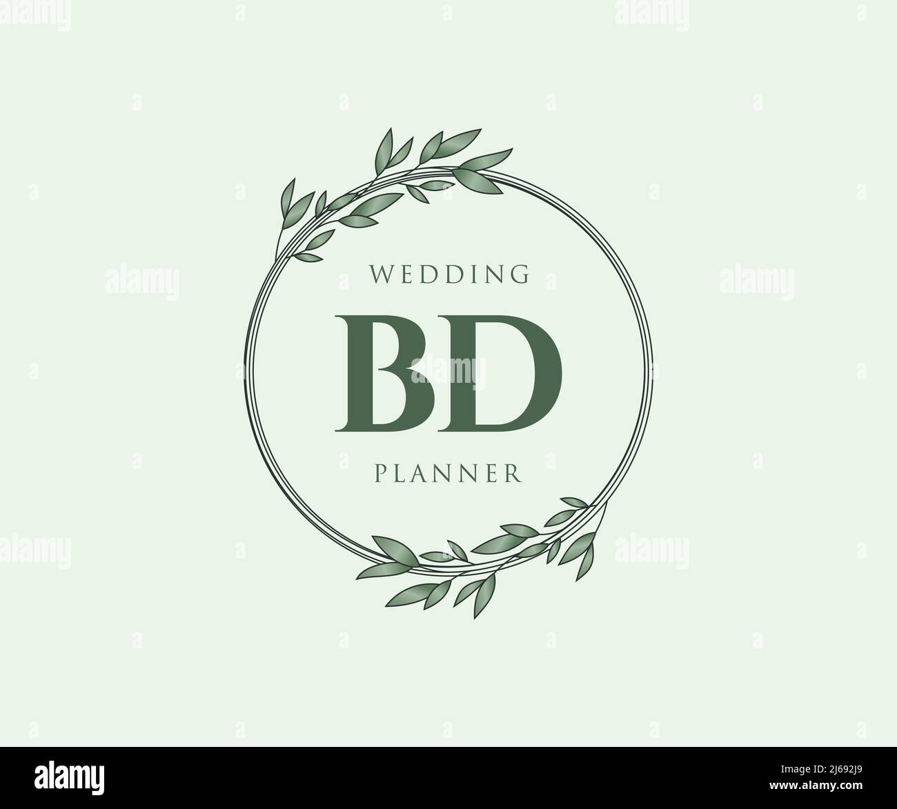 BD Initials letter Wedding monogram logos collection, hand drawn modern minimalistic and floral ...