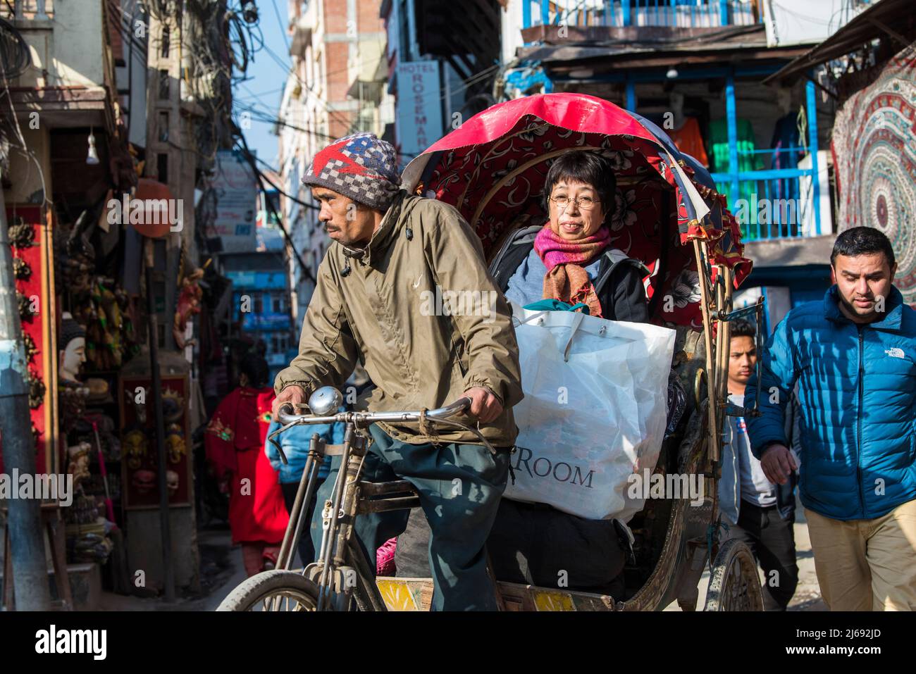Kathmandu, Nepal - April 20,2019 : Cycle rickshaw on the streets of ...