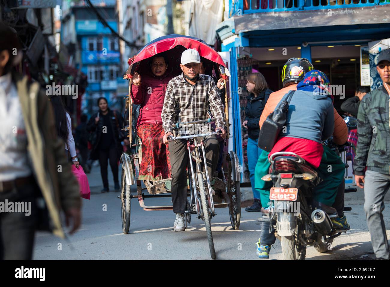 Kathmandu, Nepal - April 20,2019 : Cycle rickshaw on the streets of ...