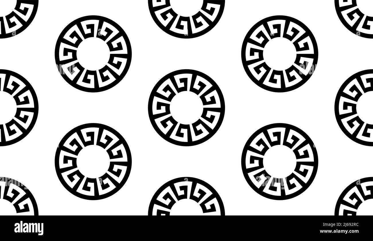Circle greek seamless pattern with round meander borders Stock Vector ...