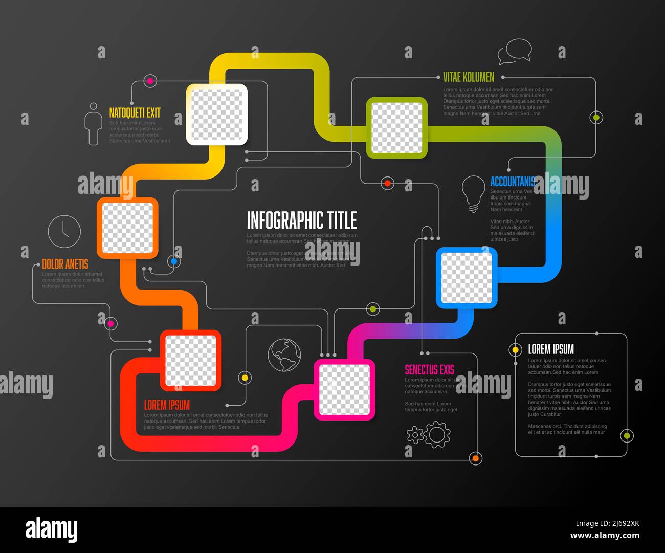 Vector Infographic Company Milestones Timeline Template with rounded ...