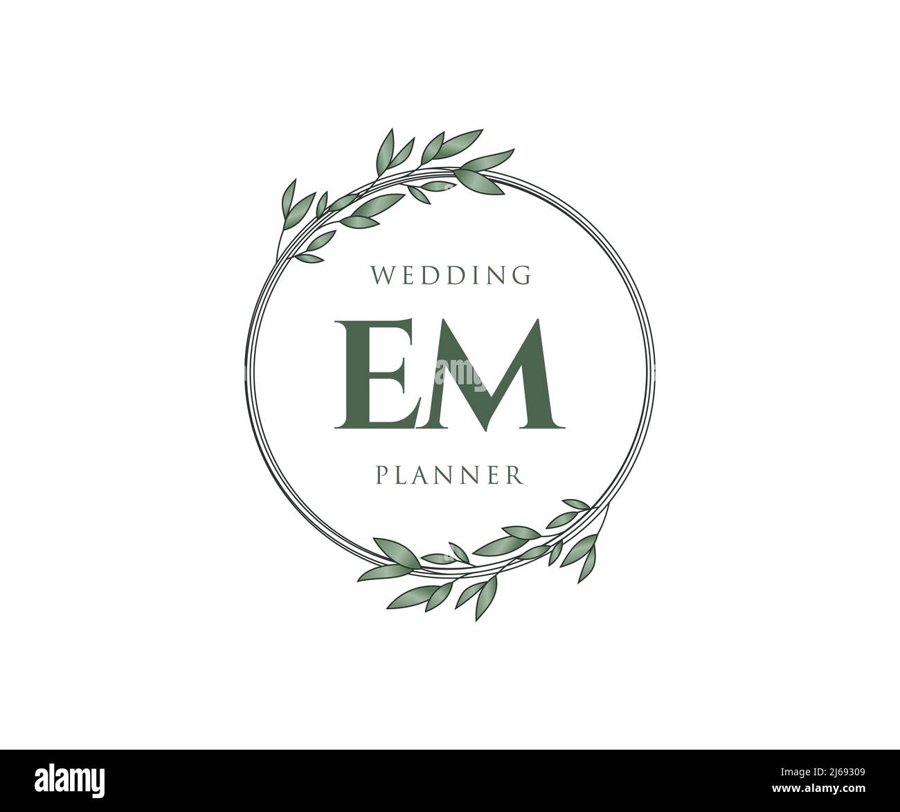 EM Initials letter Wedding monogram logos collection, hand drawn modern ...