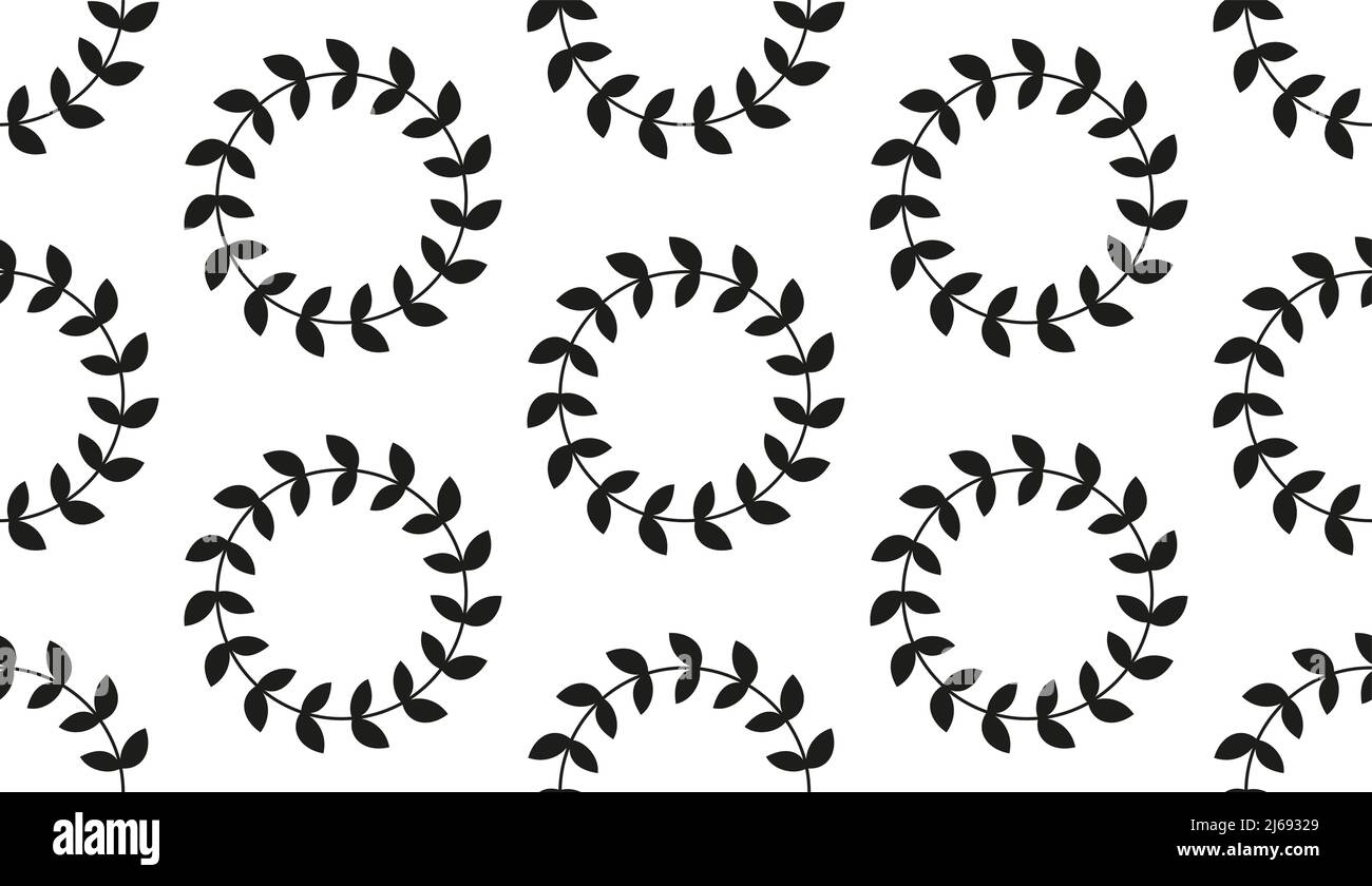 Circle greek seamless pattern with round olive leaves borders Stock ...