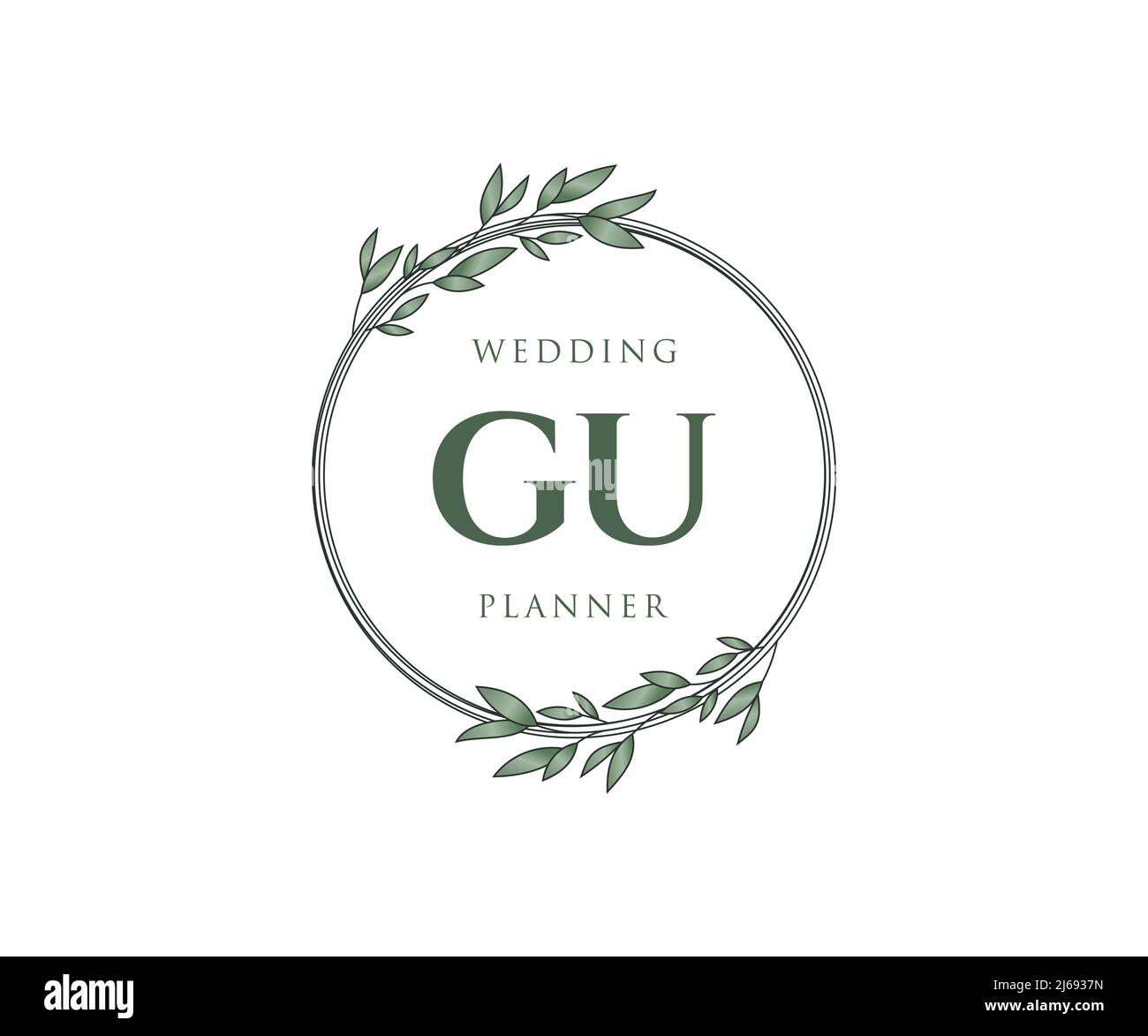 GU Initials letter Wedding monogram logos collection, hand drawn modern ...