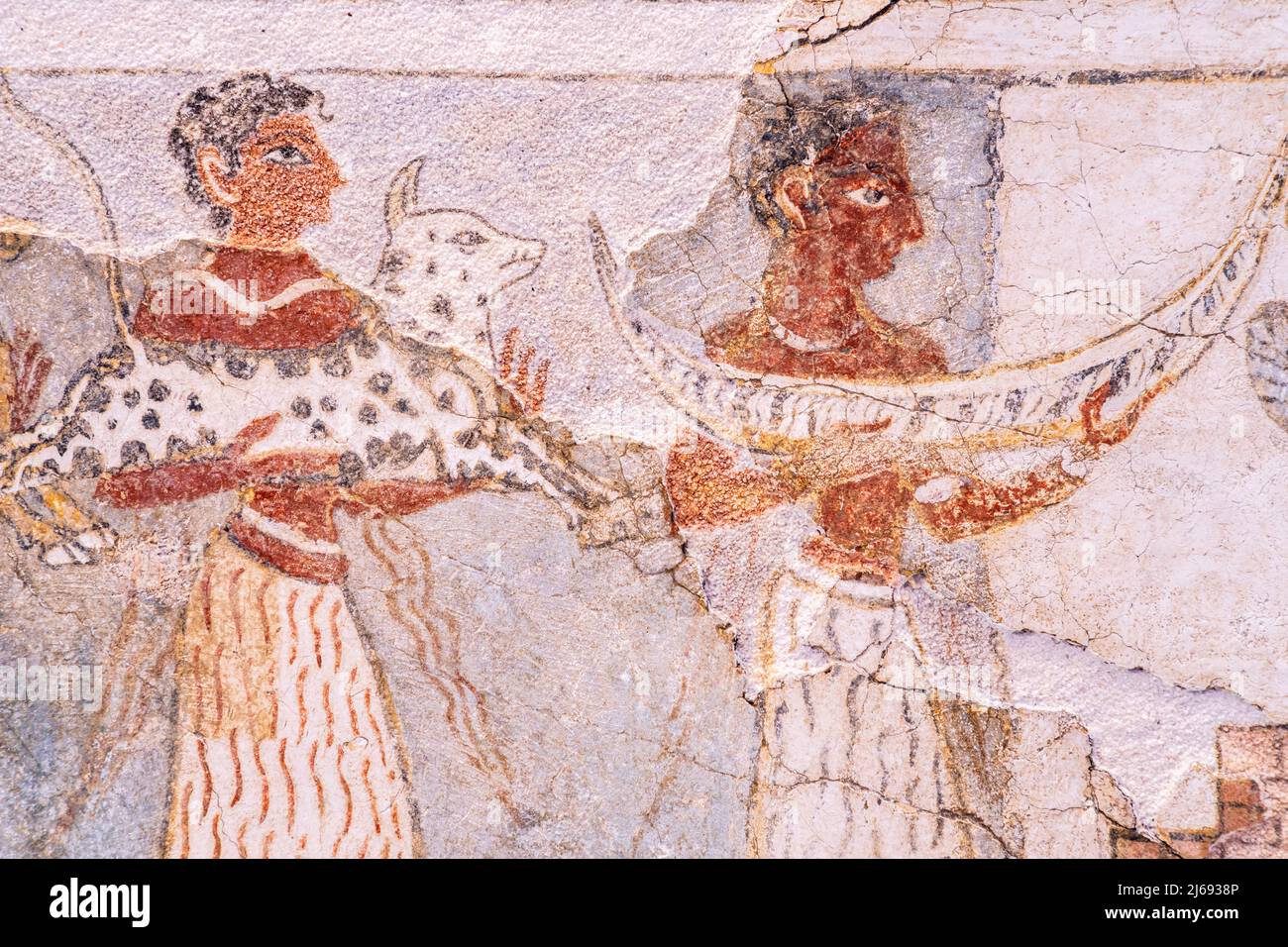 Details of fresco paintings, Heraklion Archaeological Museum, Crete ...