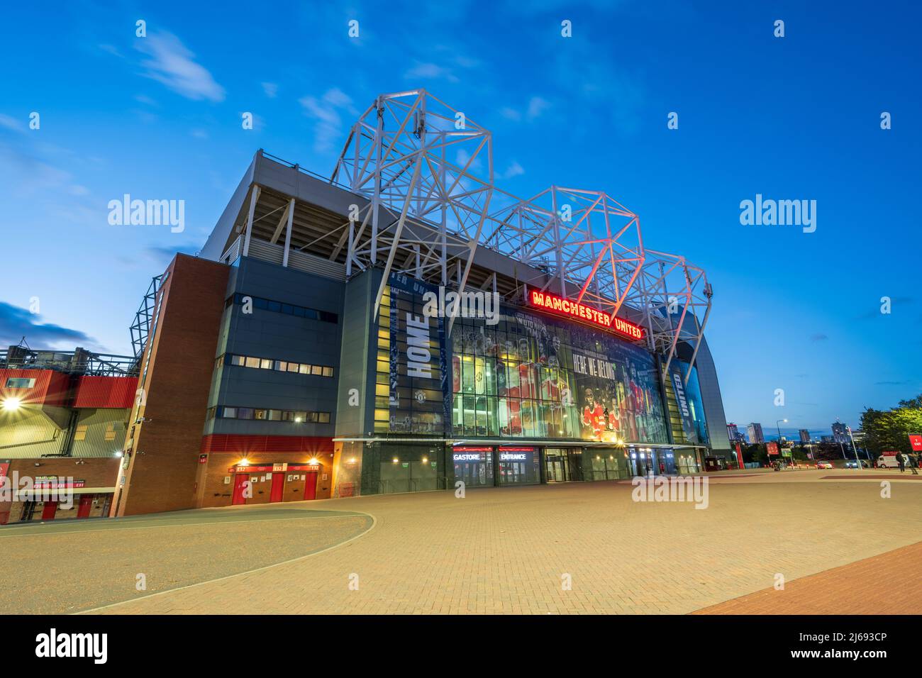 Manchester United Football Club Old Trafford at night, Manchester ...