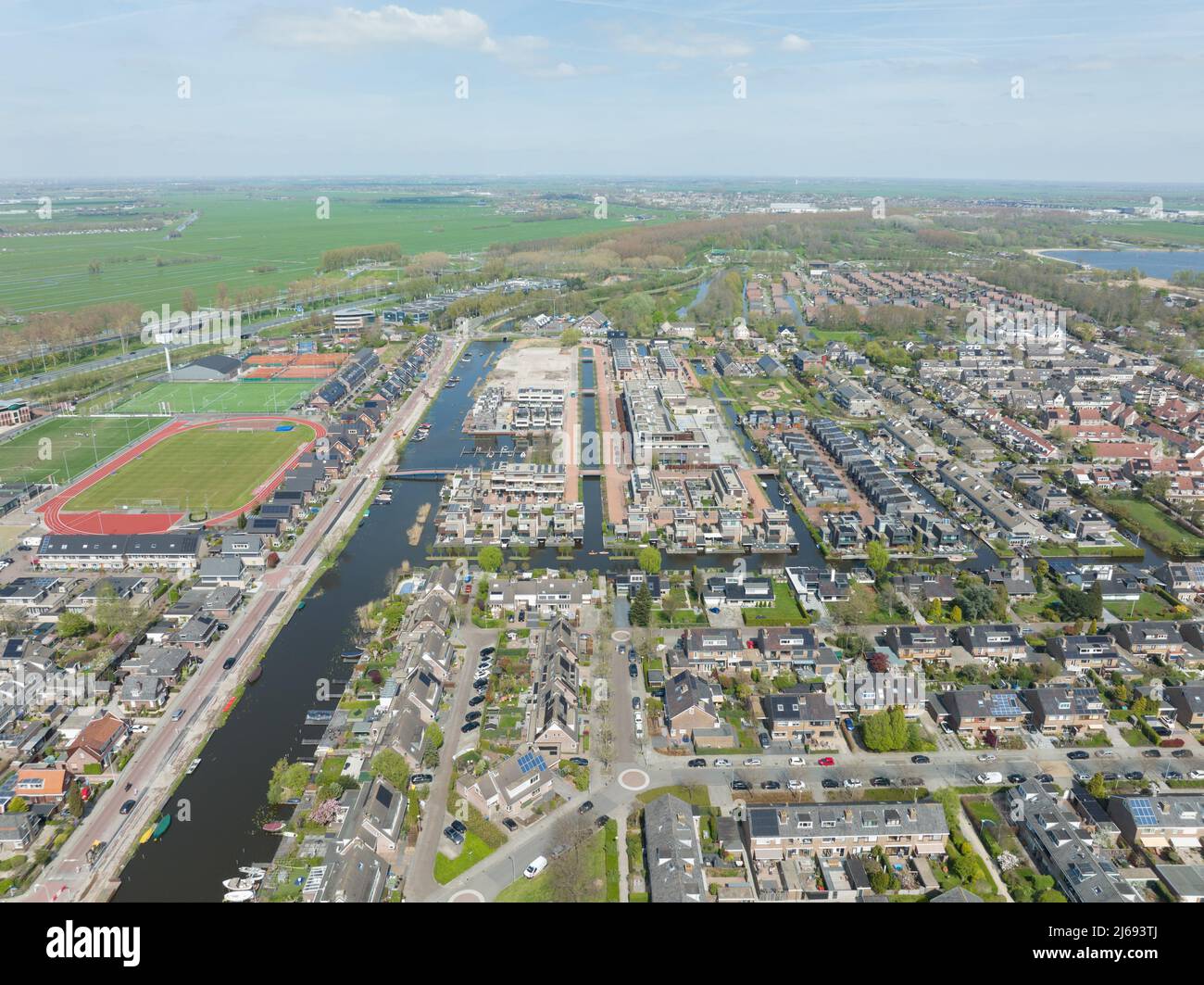 Facade modern suburban house new development area hi-res stock ...