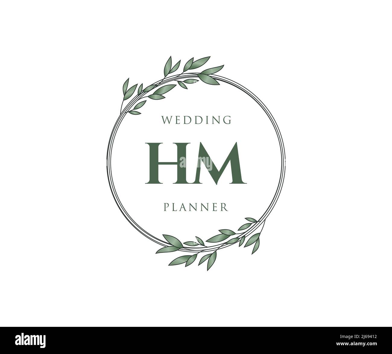 HM Initials letter Wedding monogram logos collection, hand drawn modern ...