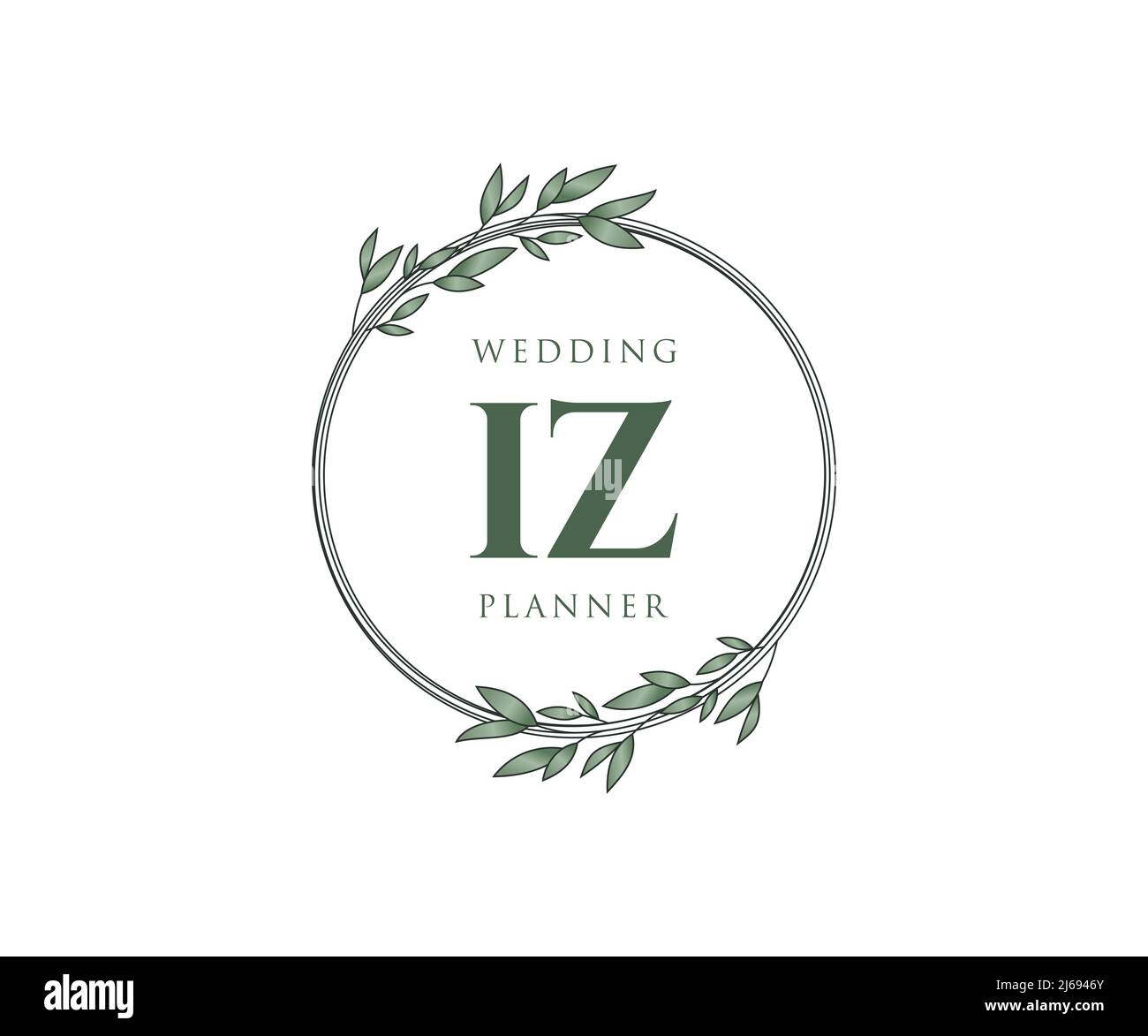 IZ Initials letter Wedding monogram logos collection, hand drawn modern ...