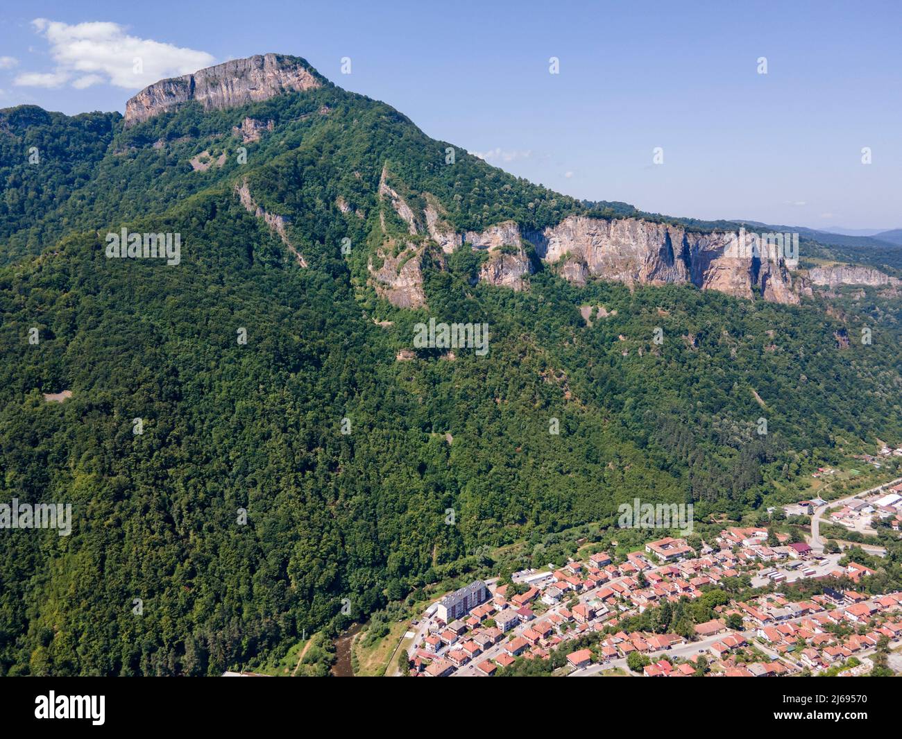 Aerial view of town of Teteven at Balkan Mountains, Lovech region ...
