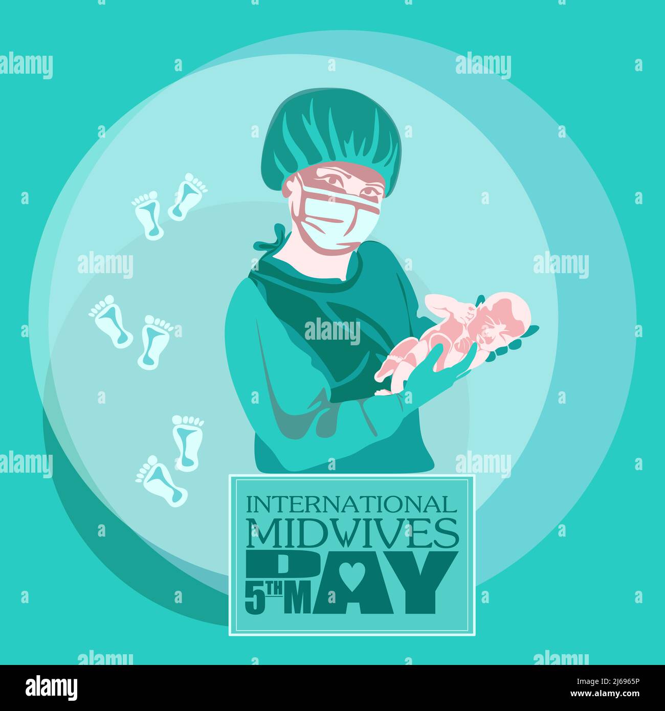 Young female midwife, happy smiling beautiful nurse carefully holding ...