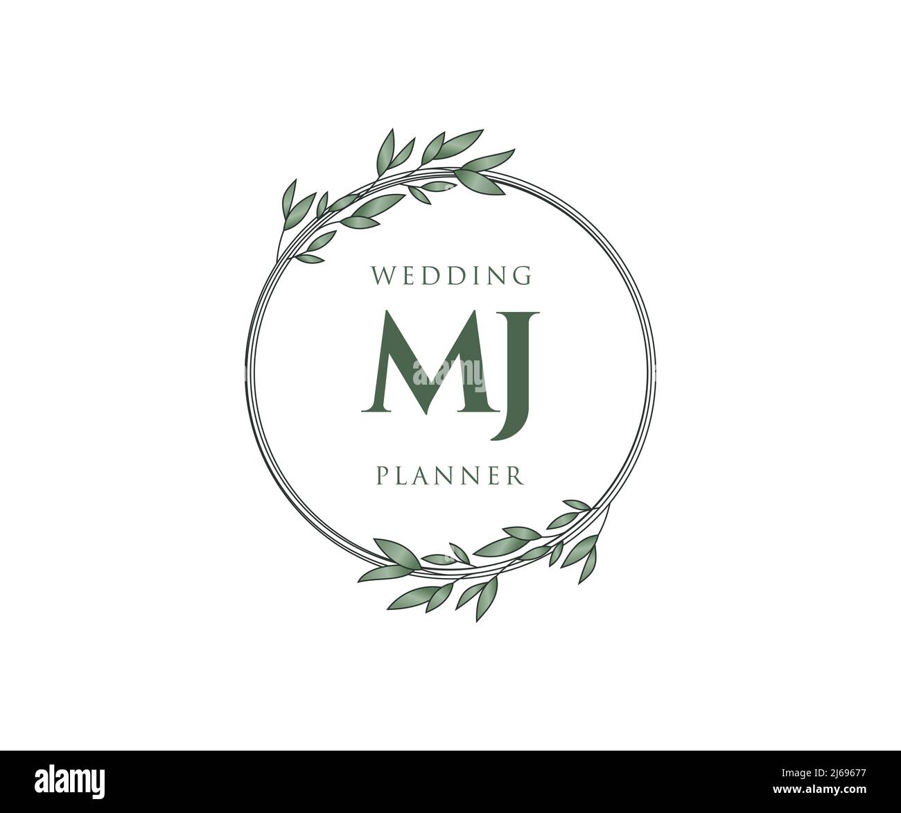 MJ Initials letter Wedding monogram logos collection, hand drawn modern ...