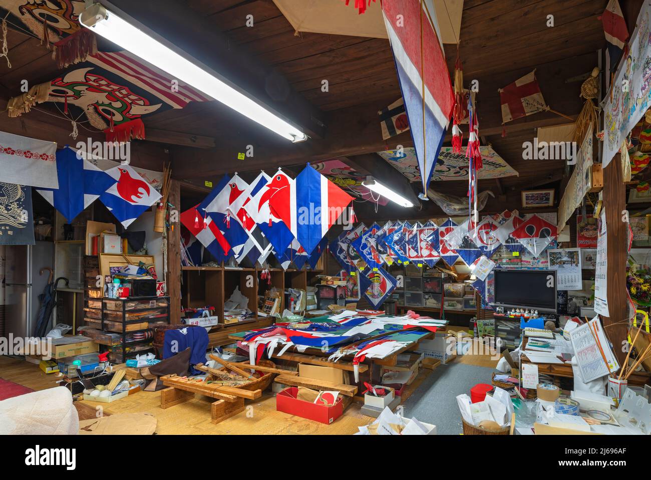 nagasaki, kyushu - december 14 2019: Indoor of the handmade kite ...