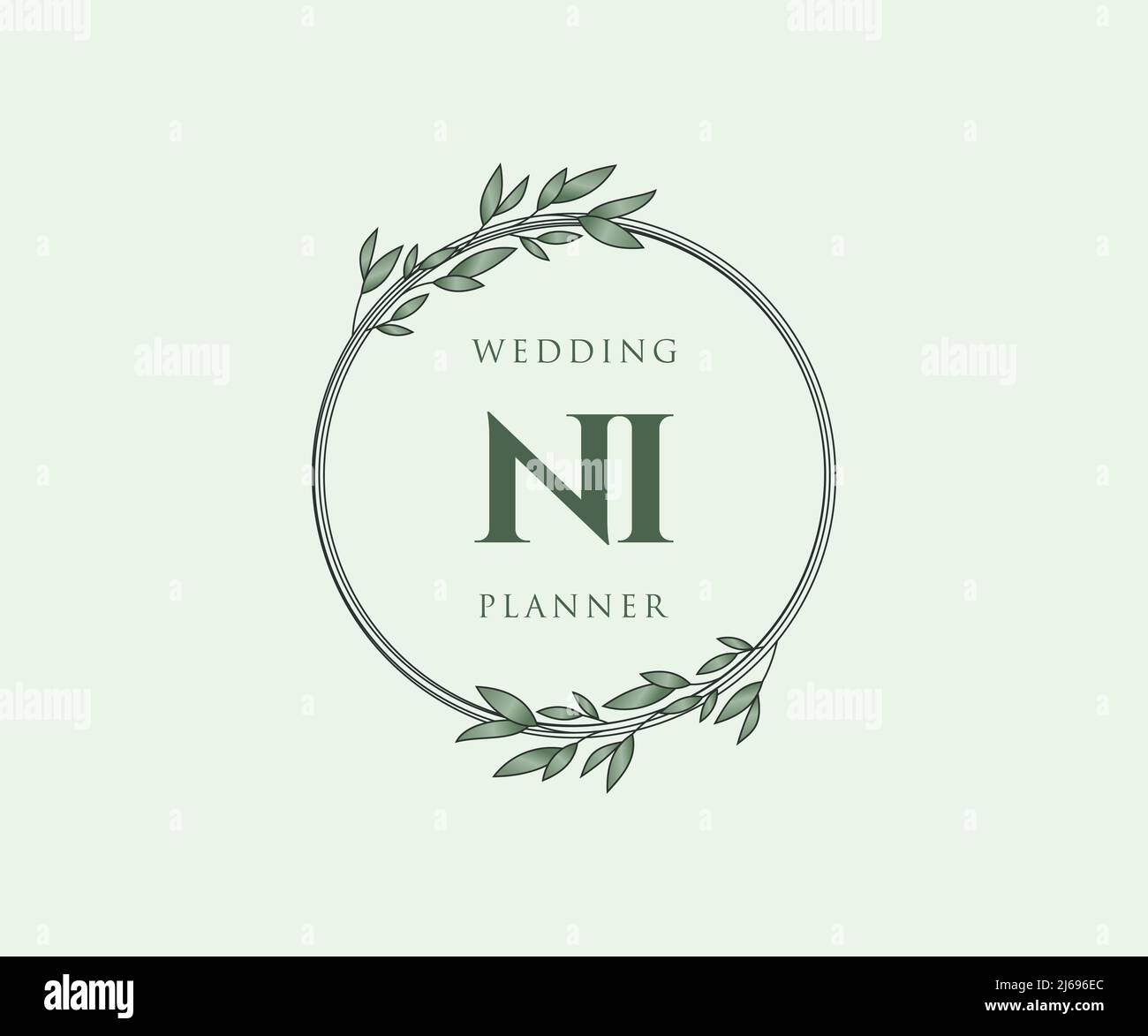 NI Initials letter Wedding monogram logos collection, hand drawn modern ...