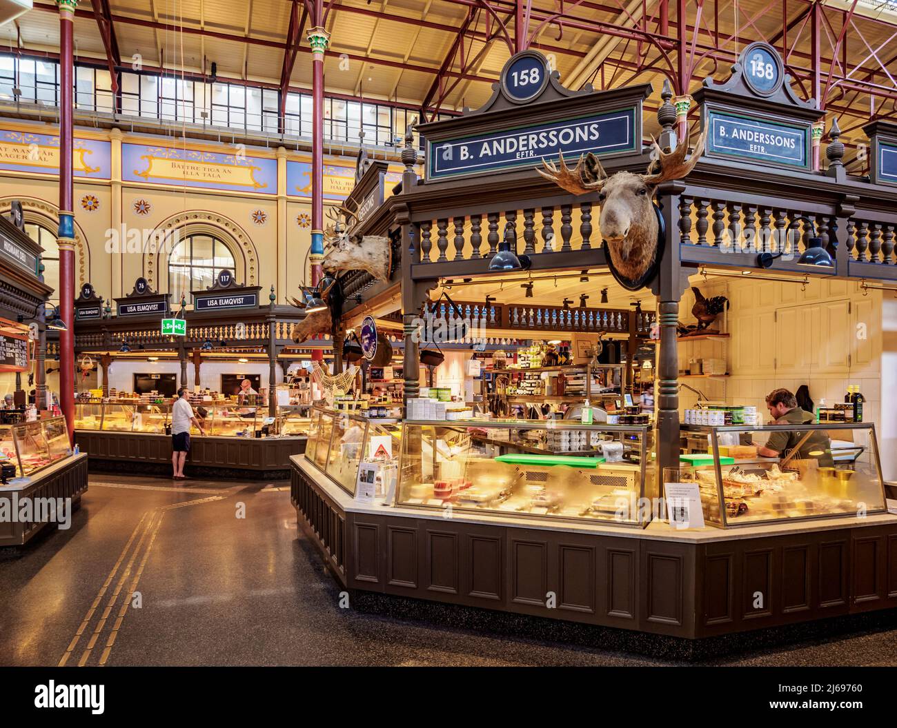 Ostermalms Saluhall, food market, interior, Stockholm, Stockholm County ...