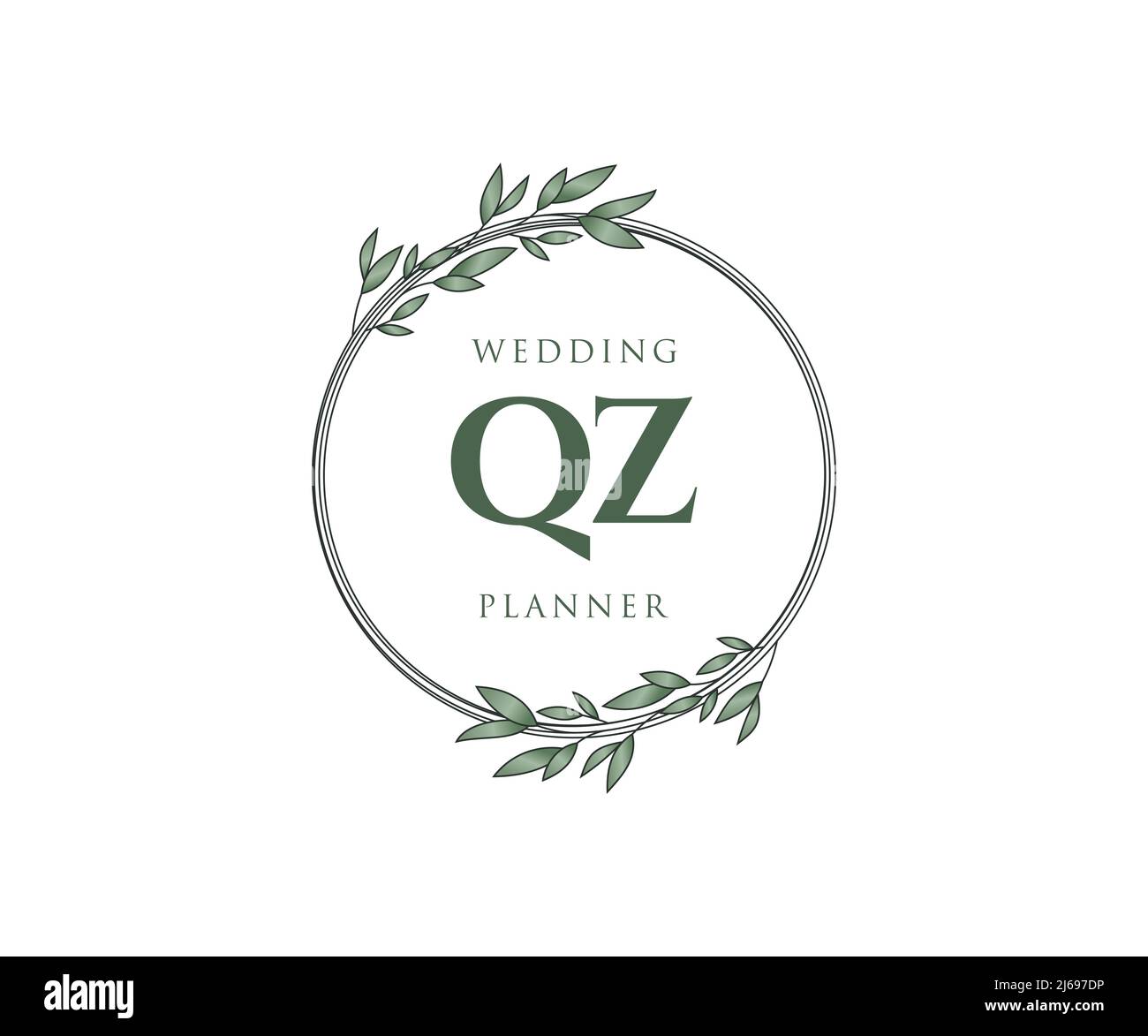 QZ Initials letter Wedding monogram logos collection, hand drawn modern minimalistic and floral ...