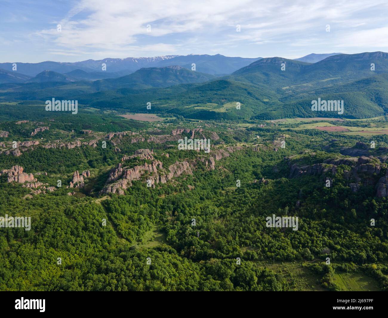 Aerial view of Belogradchik Rocks, Vidin Region, Bulgaria Stock Photo ...
