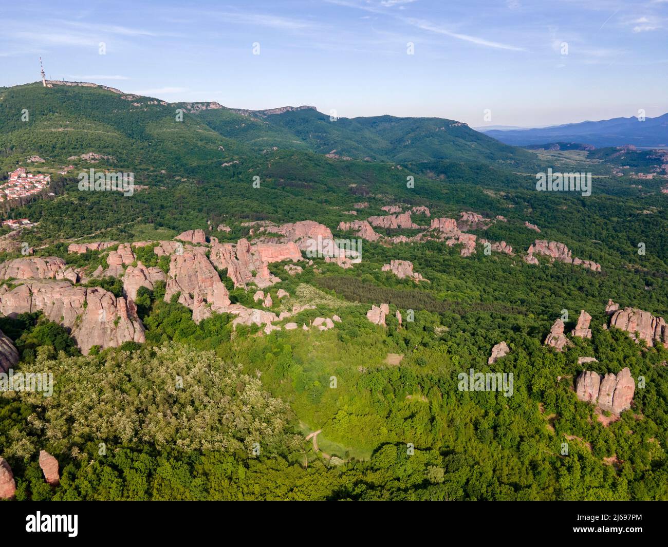 Aerial view of Belogradchik Rocks, Vidin Region, Bulgaria Stock Photo ...