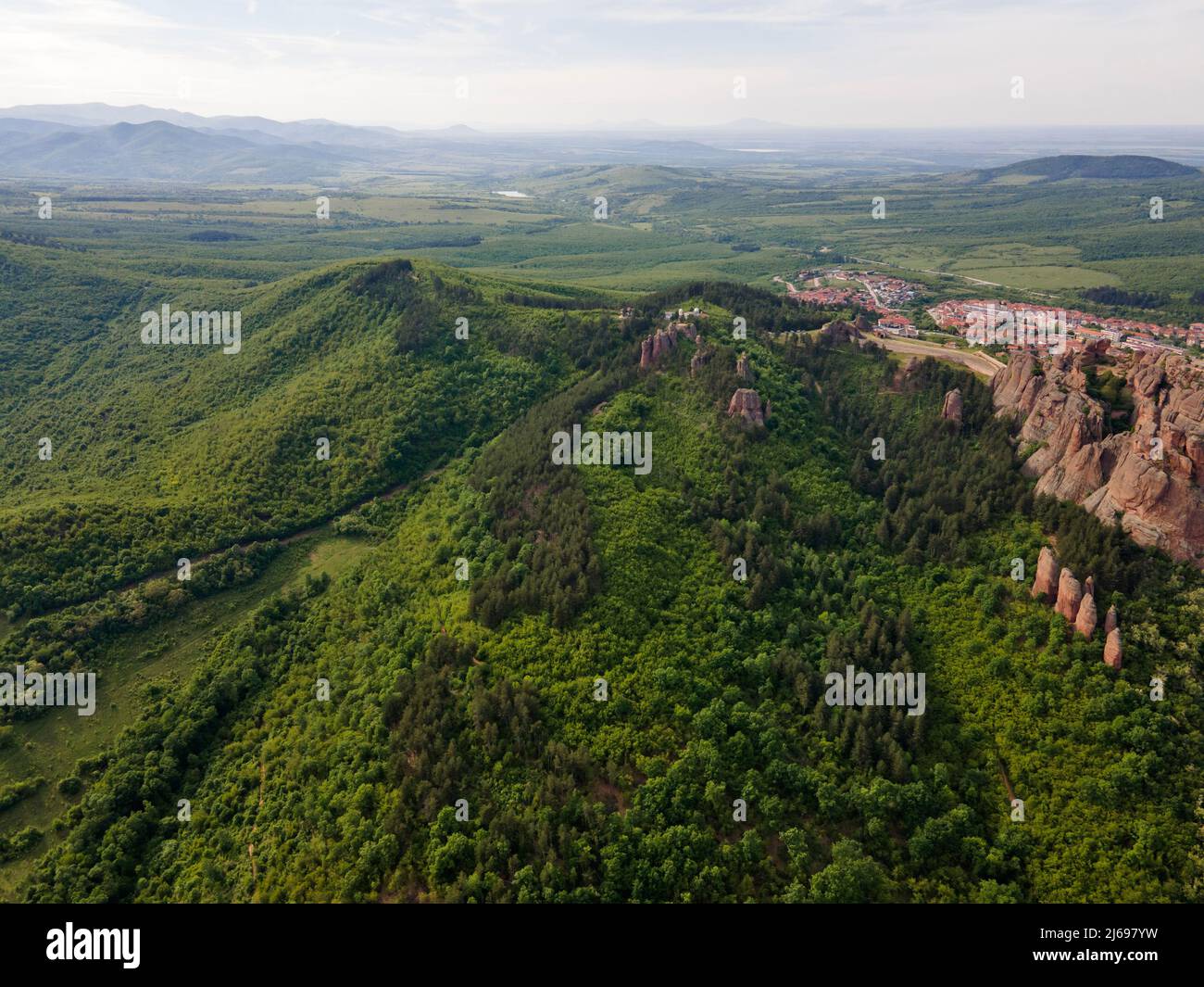 Aerial view of Belogradchik Rocks, Vidin Region, Bulgaria Stock Photo ...