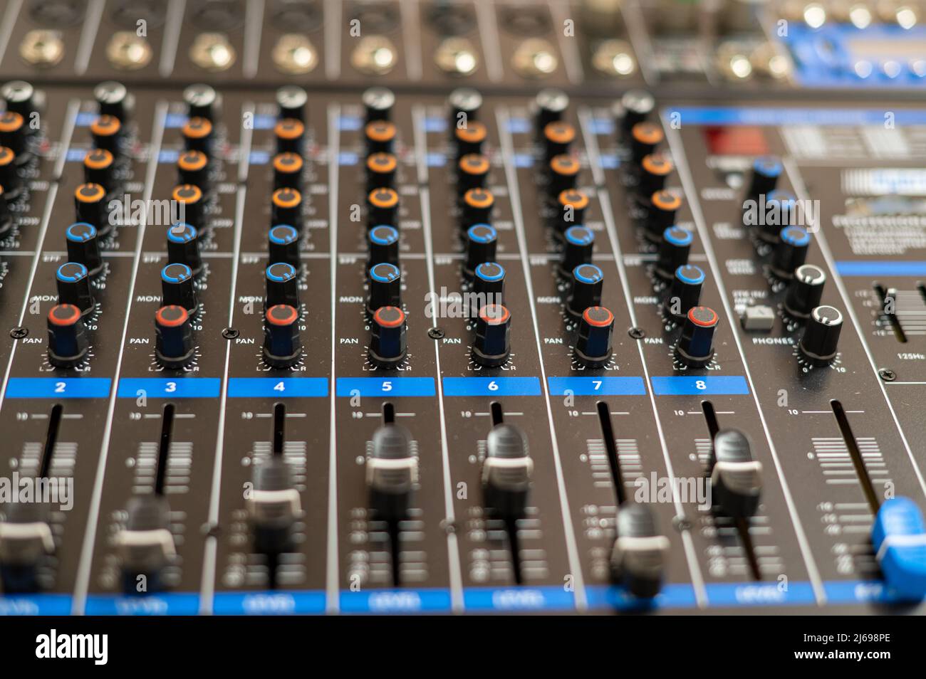Close up shot of mixing board Stock Photo - Alamy