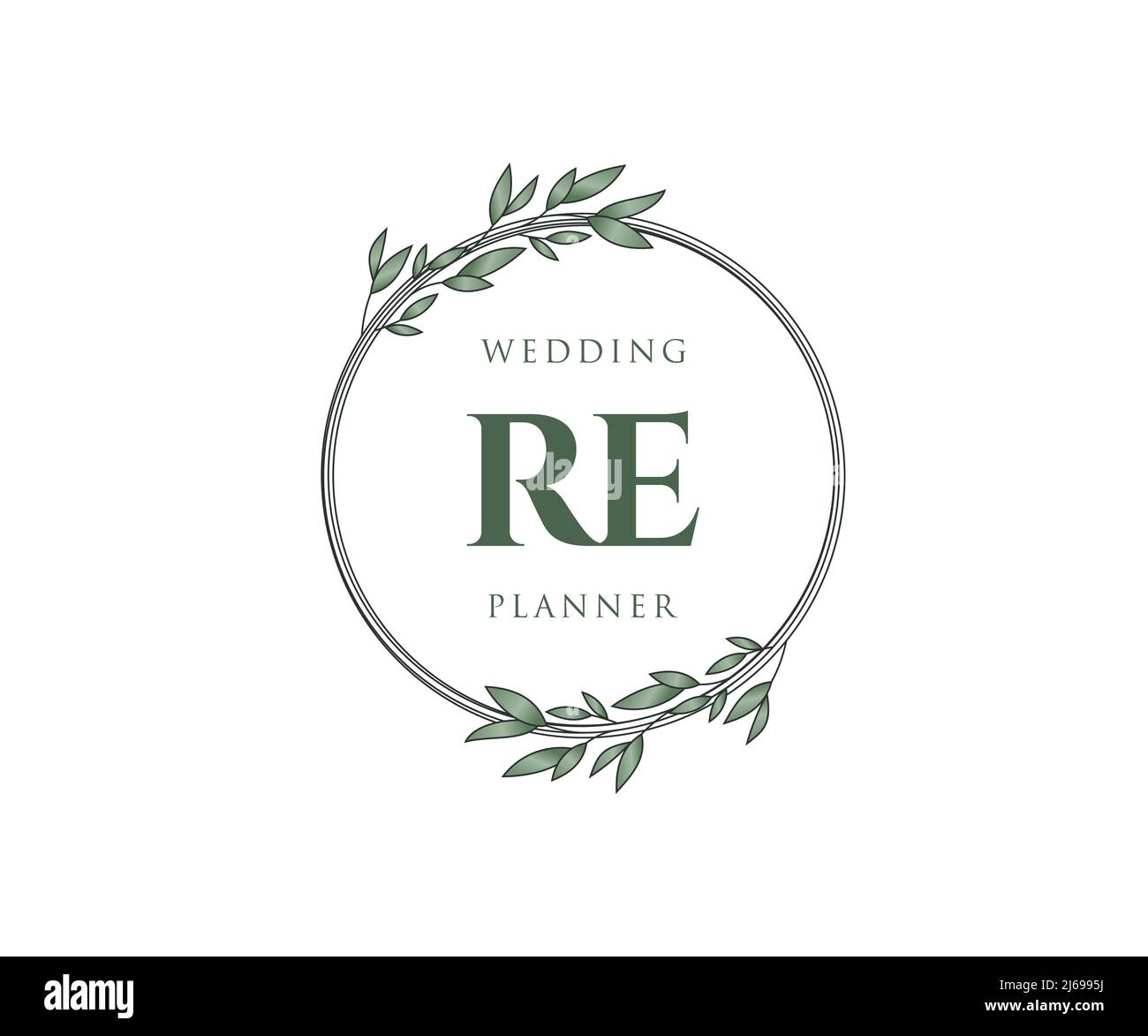 RE Initials letter Wedding monogram logos collection, hand drawn modern ...