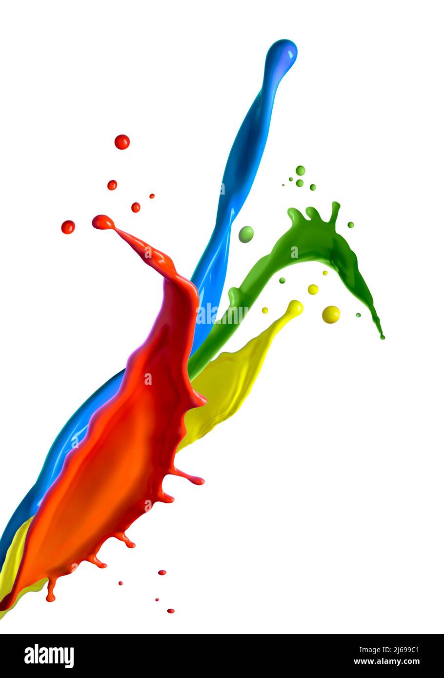 multicolored paint splashes on white background Stock Photo - Alamy