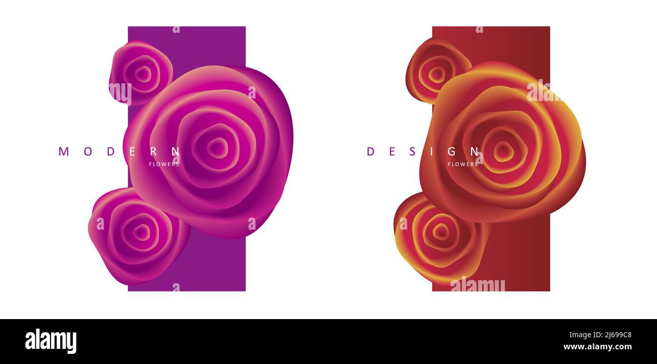 Set of flyer templates with abstract flower rose shapes out of frame ...