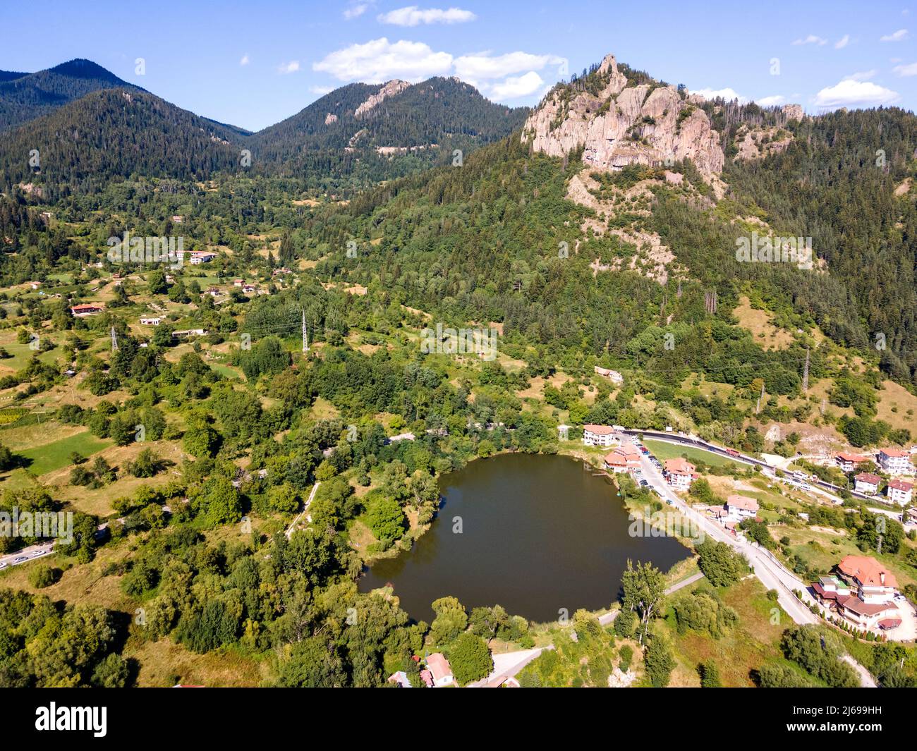 Aerial Panorama of Smolyan lakes at Rhodope Mountains, Smolyan Region ...