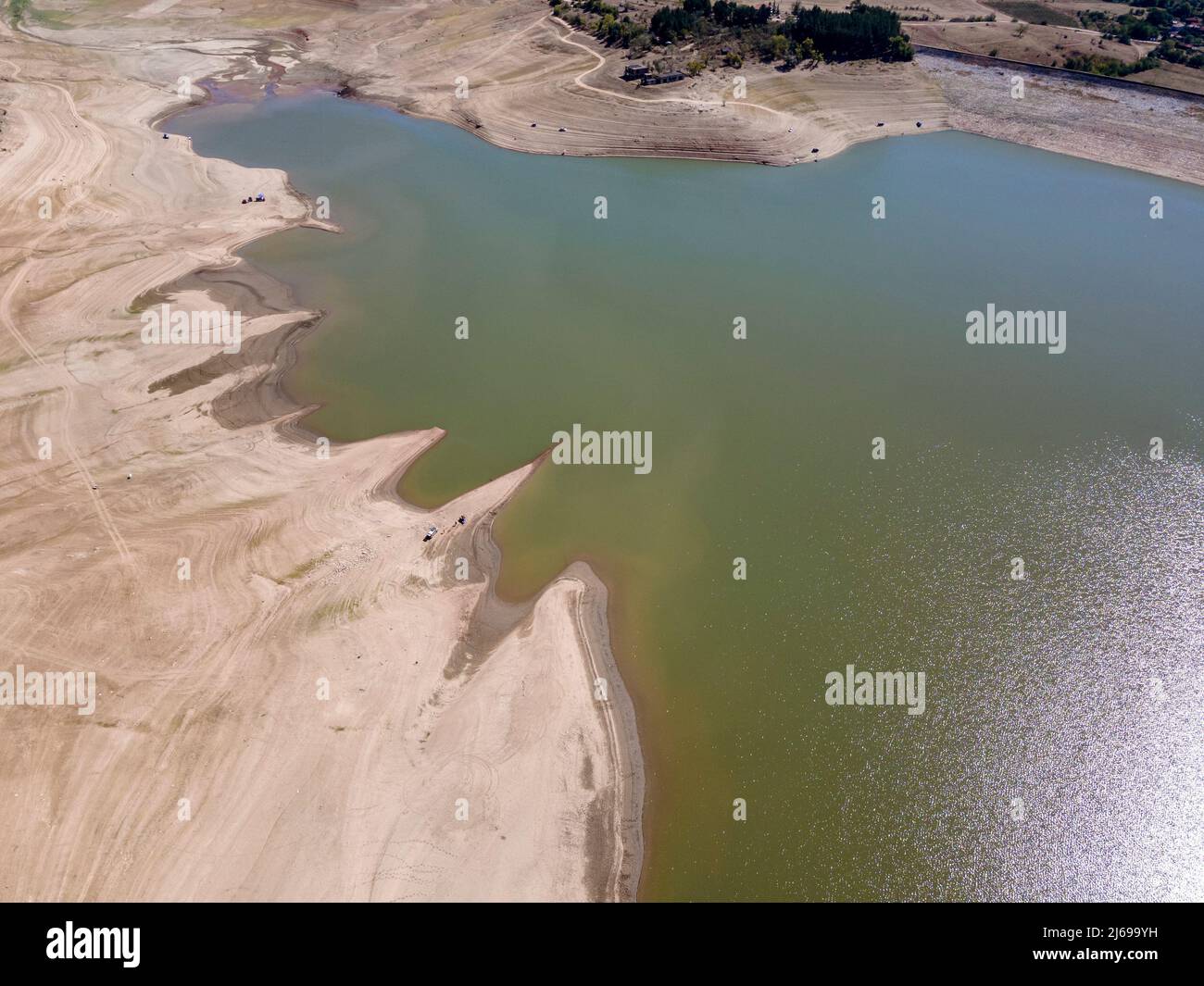Aerial view of Domlyan Reservoir, Sredna Gora Mountain, Plovdiv Region ...