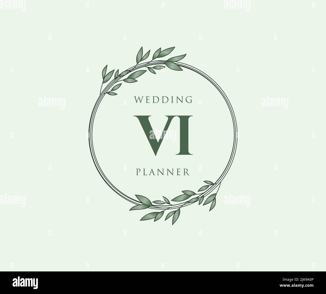 VI Initials letter Wedding monogram logos collection, hand drawn modern ...