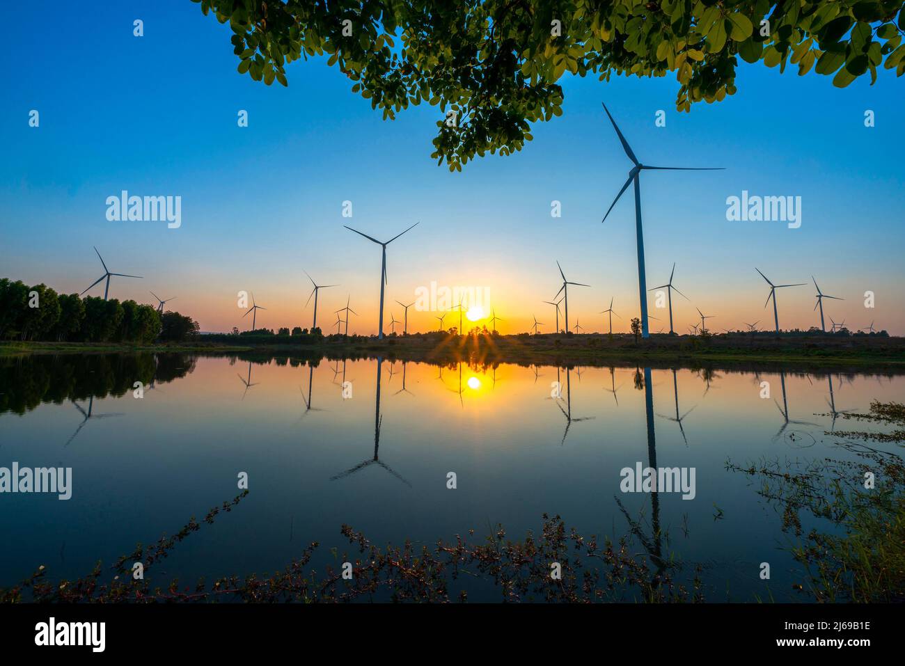 Water reflection windmill picture,concept idea eco power energy. wind ...