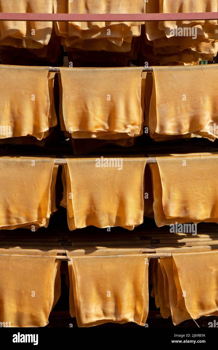 Process of rubber sheets production by drying and fumigation. High ...