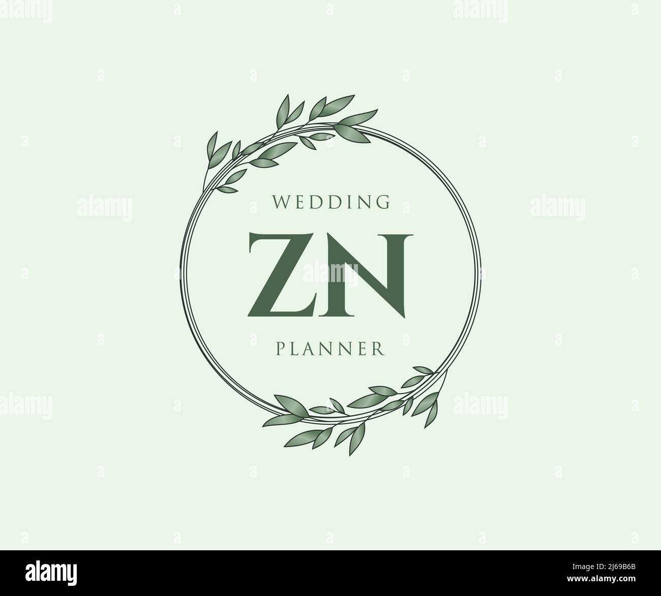 ZN Initials letter Wedding monogram logos collection, hand drawn modern minimalistic and floral ...