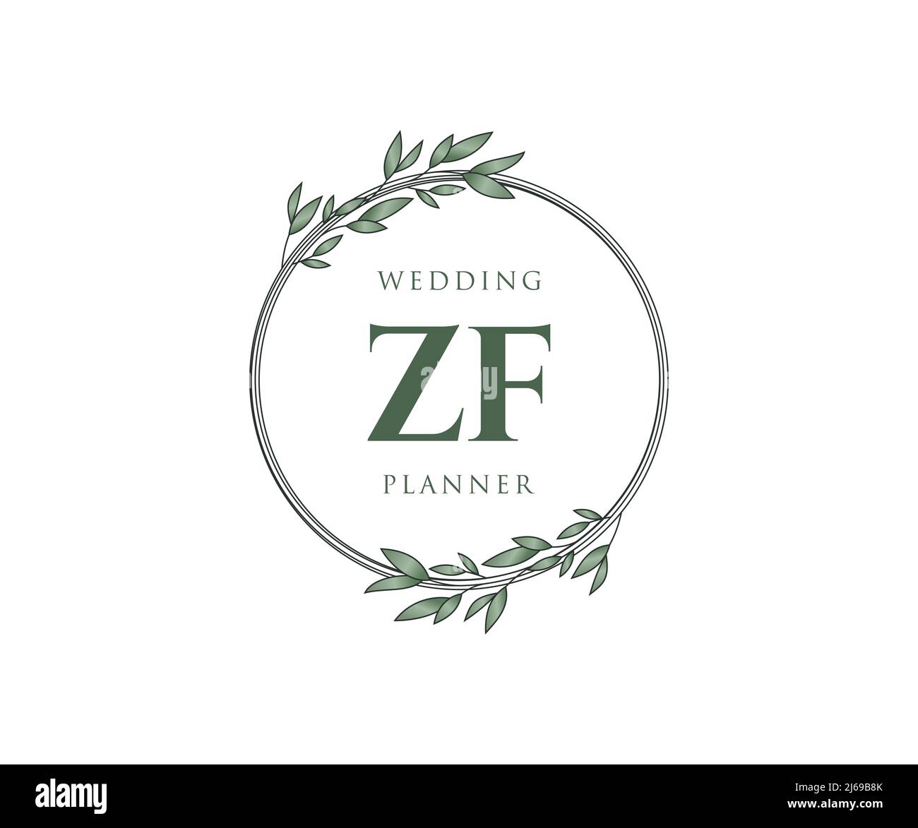 ZF Initials letter Wedding monogram logos collection, hand drawn modern ...