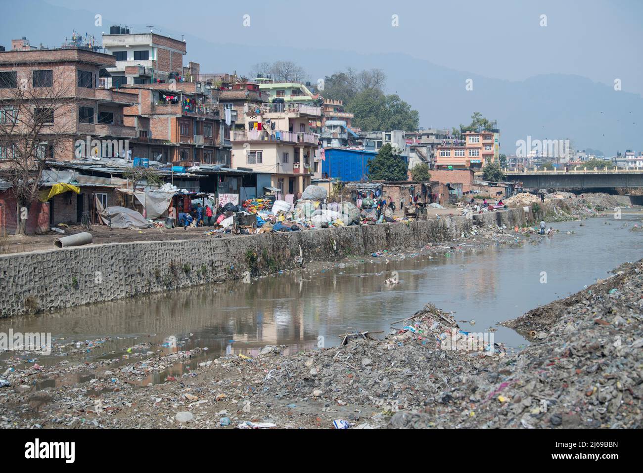 Kathmandu, Nepal, April 20,2022 : Garbage and plastic pollution on the ...