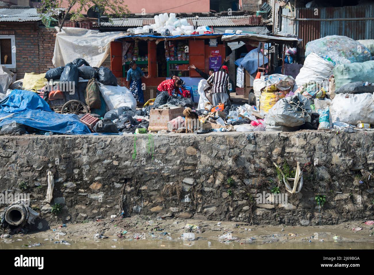 Kathmandu, Nepal, April 20,2022 : Garbage and plastic pollution on the ...
