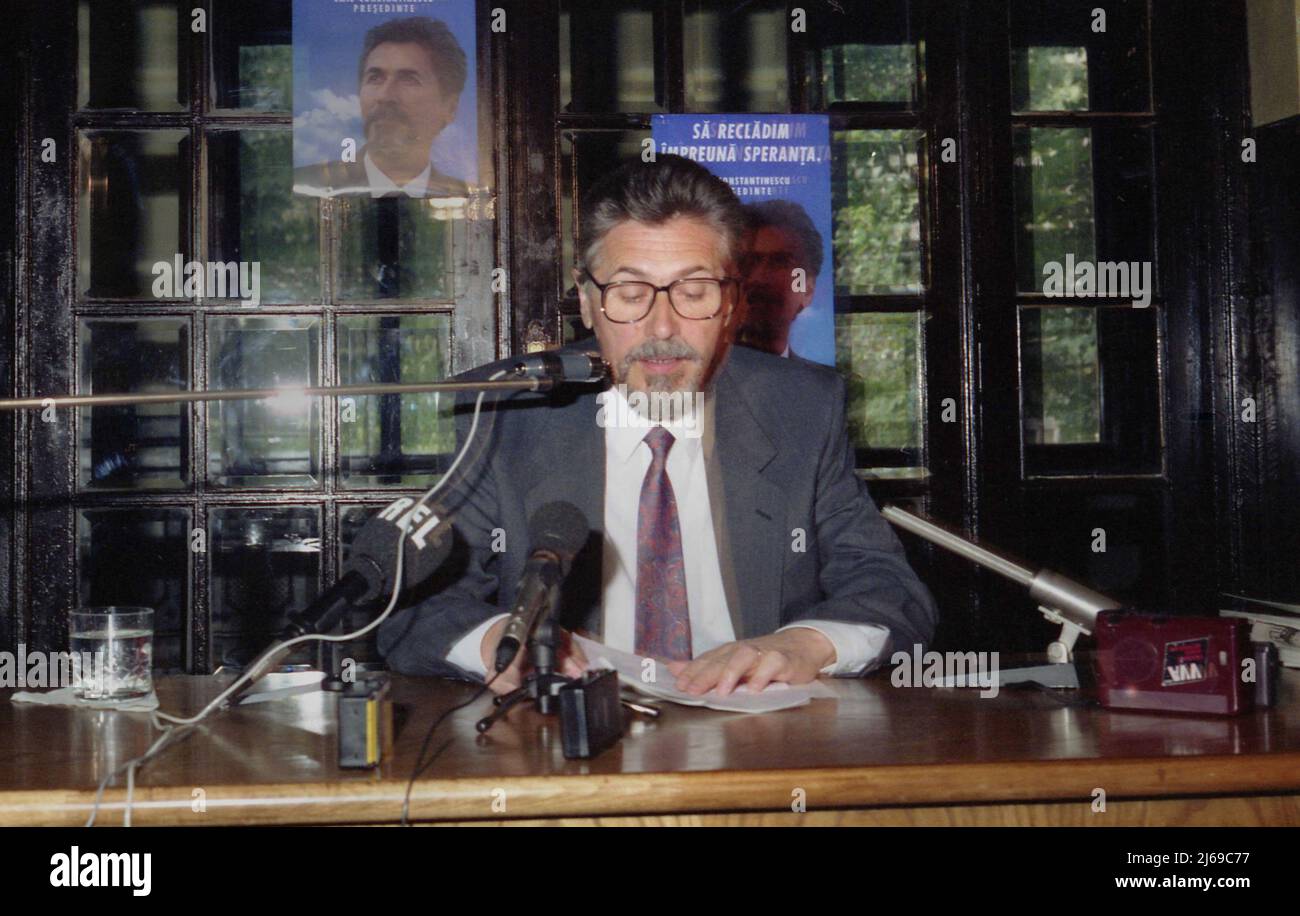 Romanian politician, later president, Emil Constantinescu, in 1992 ...
